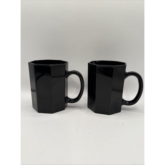 Arcoroc | Dining | Arcoroc Octime Octagon Black Glass Coffee Mugs Made ...